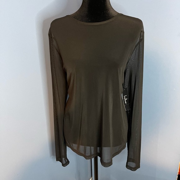 Lulus | Tops | Nwt Lulus Womens Black Long Sleeve Sheer Open Back Bouse ...